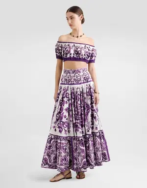 Dolce & Gabbana Majolica Print Tiered Maxi Skirt