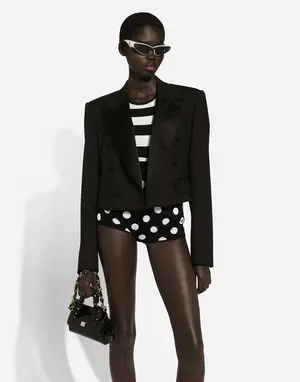 Dolce & Gabbana Cropped Double-breasted Wool Tuxedo Jacket Blazers Wool