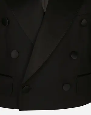 Dolce & Gabbana Cropped Double-breasted Wool Tuxedo Jacket Blazers Wool