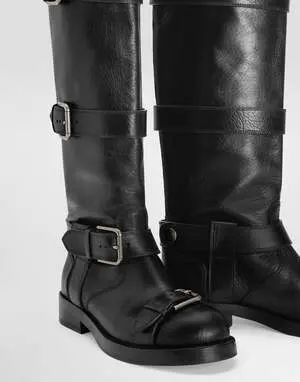 Dolce & Gabbana Horse Leather Buckled Boots - Black