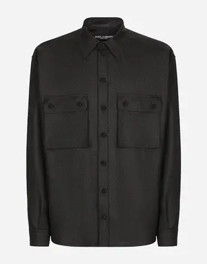 Dolce & Gabbana Oversize Flannel Shirt Shirts Gray - Grey