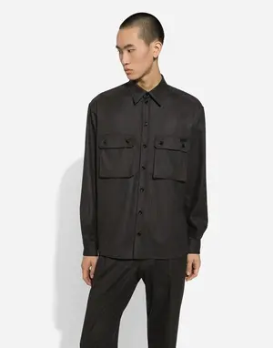 Dolce & Gabbana Oversize Flannel Shirt Shirts Gray