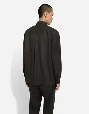 Dolce & Gabbana Oversize Flannel Shirt Shirts Gray