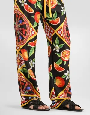 Dolce & Gabbana Carretto-print Silk Twill Trousers - Multicolor
