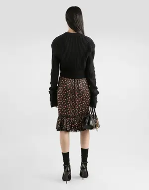 Dolce & Gabbana Wool Cardigan With Offset Rib Sweaters And Cardigans