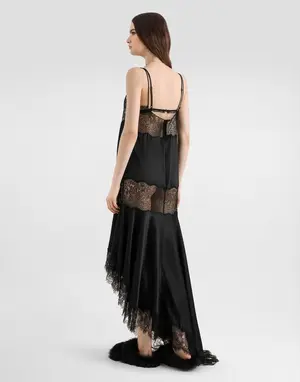 Dolce & Gabbana Satin Dress With Lace Bands Dresses Silk