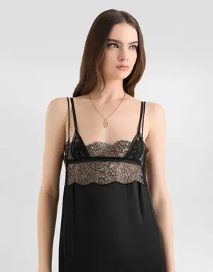Dolce & Gabbana Satin Dress With Lace Bands Dresses Silk