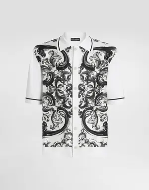 Dolce & Gabbana Majolica-print Oversized Silk And Cotton Shirt Sweaters And Cardigans - Multicolor