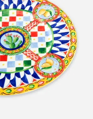 Dolce & Gabbana Set 2 Dinner Plates In Fine Porcelain Flat Plates