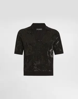 Dolce & Gabbana Wool And Silk Polo Shirt Sweaters And Cardigans - Black