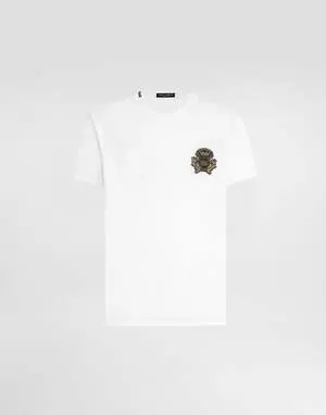 Dolce & Gabbana Cotton T-shirt With Heraldic Patch T-shirts And Polos - White