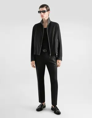 Dolce & Gabbana High Neck Leather And Technical Fabric Jacket
