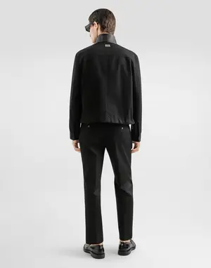 Dolce & Gabbana High Neck Leather And Technical Fabric Jacket