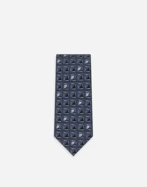 Dolce & Gabbana Silk Jacquard Neck Tie With Micro-designs And Dg Logo - Print