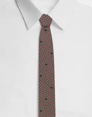 Dolce & Gabbana Silk Jacquard Tie With Micro-designs And Dg Logo - Print