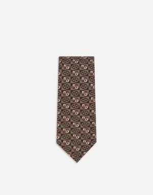 Dolce & Gabbana Silk Jacquard Tie With Micro-designs And Dg Logo - Print