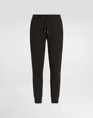 Dolce & Gabbana Jersey Jogging Pants With Branded Tag Pants And Shorts Cotton - Black