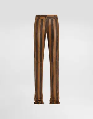 Dolce & Gabbana Nappa Leather Trousers With Striped Print Collection Multi-colored - Multicolor