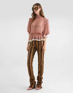 Dolce & Gabbana Nappa Leather Trousers With Striped Print Collection Multi-colored - Multicolor
