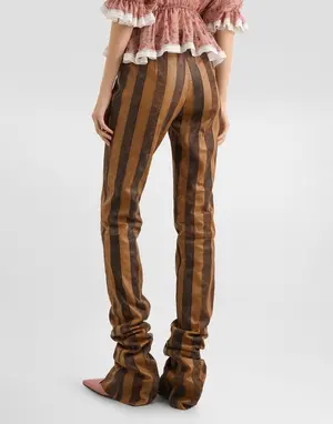 Dolce & Gabbana Nappa Leather Trousers With Striped Print Collection Multi-colored - Multicolor