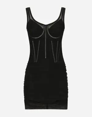Dolce & Gabbana Short Tulle Dress With Corset Details - Black