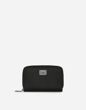 Dolce & Gabbana Small Calfskin Zip-around Wallet With Logo Tag Wallets And Small Leather Goods Leather - Black