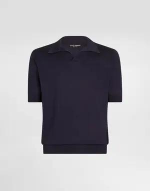 Dolce & Gabbana Silk Knit Polo Shirt Sweaters And Cardigans - Blue
