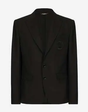 Dolce & Gabbana Single-breasted Wool Taormina-fit Jacket With Dg Patch Suits And Blazers - Black