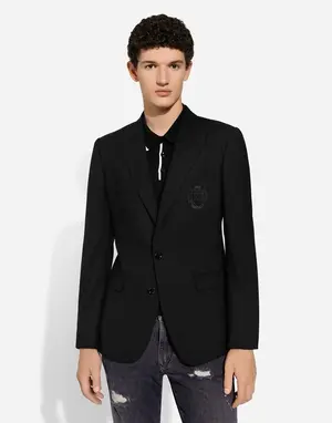 Dolce & Gabbana Single-breasted Wool Taormina-fit Jacket With Dg Patch Suits And Blazers