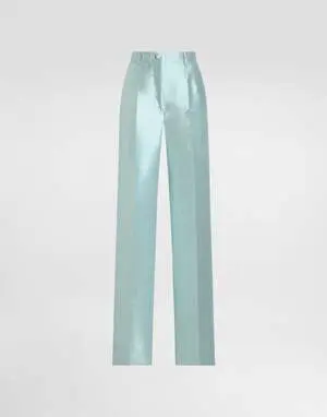 Dolce & Gabbana Shantung Silk Trousers Pants And Shorts - Blue