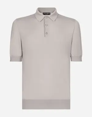 Dolce & Gabbana Silk And Cashmere Polo-shirt Sweaters And Cardigans Gray - Grey