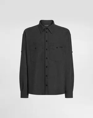 Dolce & Gabbana Mélange Wool Mat Shirt Shirts Gray Wool - Grey