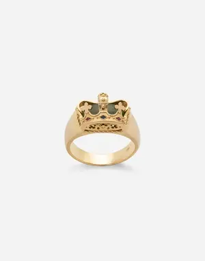 Dolce & Gabbana Royal Ring 18-carat Yellow Green Jade, Rubies, And Blue Sapphire Rings - Gold
