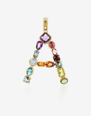 Dolce & Gabbana 18-carat Yellow Letter Charm With Multicoloured Gemstones - Gold