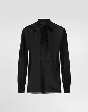 Dolce & Gabbana Chiffon Pussy-bow Shirt Shirts And Tops Silk - Black