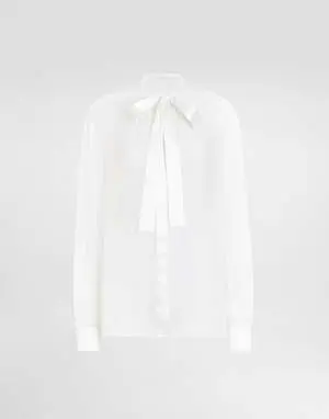 Dolce & Gabbana Chiffon Pussy-bow Shirt Shirts And Tops Silk - White