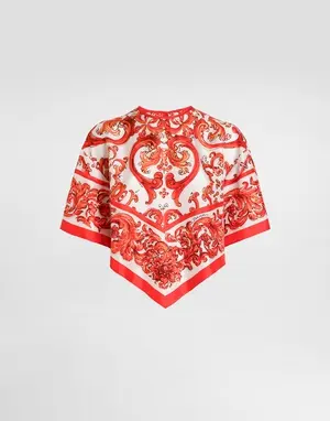 Dolce & Gabbana Majolica-print Charmeuse Fitted Top - Multicolor