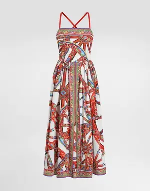 Dolce & Gabbana Carretto-print Poplin Short Dress Dresses Multi-colored - Multicolor