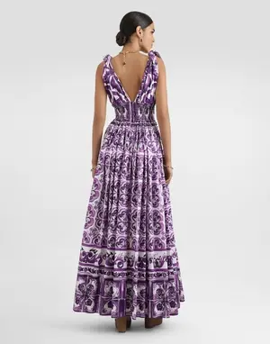 Dolce & Gabbana Majolica Print Poplin Maxi Dress - Multicolor