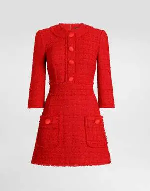 Dolce & Gabbana Short Dress In Rachel Tweed Dresses - Red