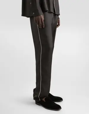 Dolce & Gabbana Silk Jogging Pants With Dg Embroidered Patch Pants And Shorts