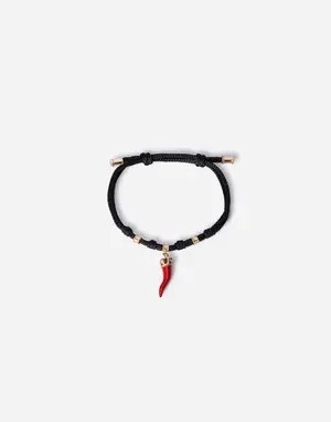 Dolce & Gabbana Good Luck Bracelet Fabric With A Pendant In 18kt Yellow Bracelets - Gold