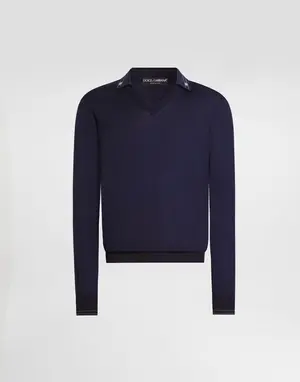 Dolce & Gabbana Silk Polo Shirt Sweaters And Cardigans - Blue