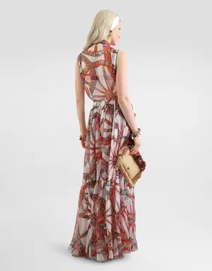 Dolce & Gabbana Carretto Print Chiffon Maxi Skirt