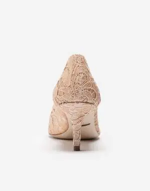 Dolce & Gabbana Lace Slingback Pumps With Crystal Embellishment - Pink