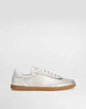 Dolce & Gabbana Saint Tropez Foiled Leather Sneakers Sneakers - Silver