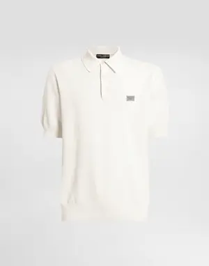 Dolce & Gabbana Cotton Polo-shirt With Logo Tag Sweaters And Cardigans - White