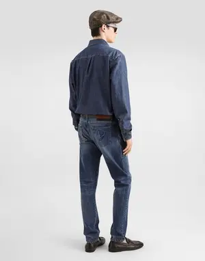 Dolce & Gabbana Denim Shirt With Heraldic Emblem Shirts Multi-colored