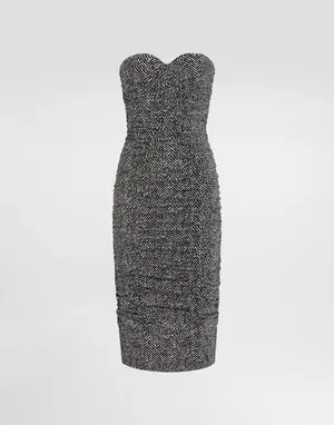 Dolce & Gabbana Habotai Silk Dress With Chevron Print Dresses - Multicolor