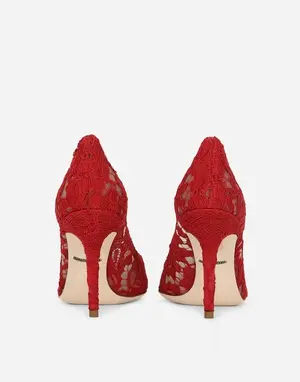 Dolce & Gabbana Lace Pumps With Crystal Brooch Detail - Red
